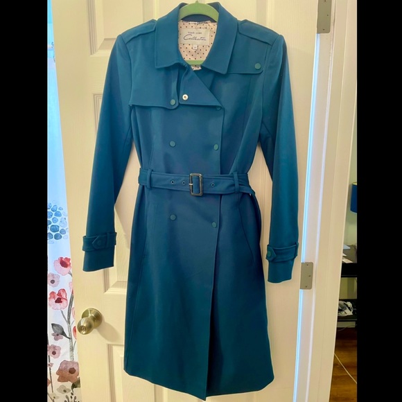 Black Rivet | Jackets & Coats | Belted Teal Trench Coat Black Rivet ...